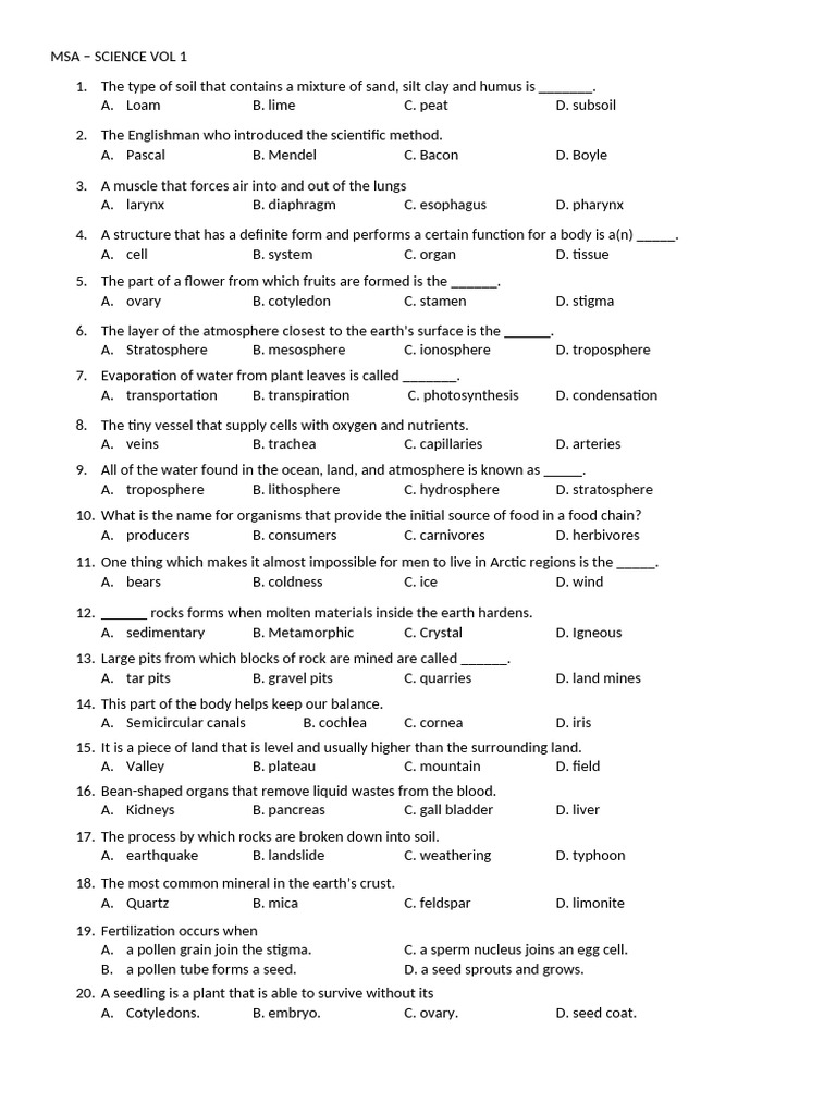 MSA Vol 1-SCIENCE | PDF