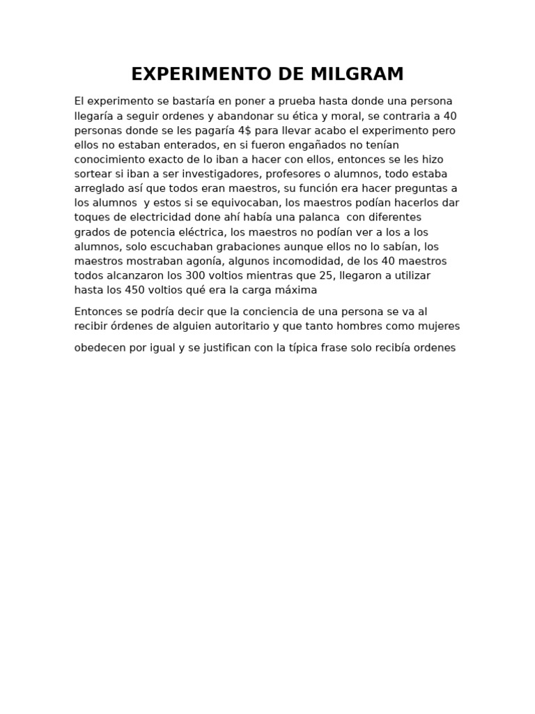 El Experimento de Milgram: Obediencia y Ética | PDF | Libros para ...
