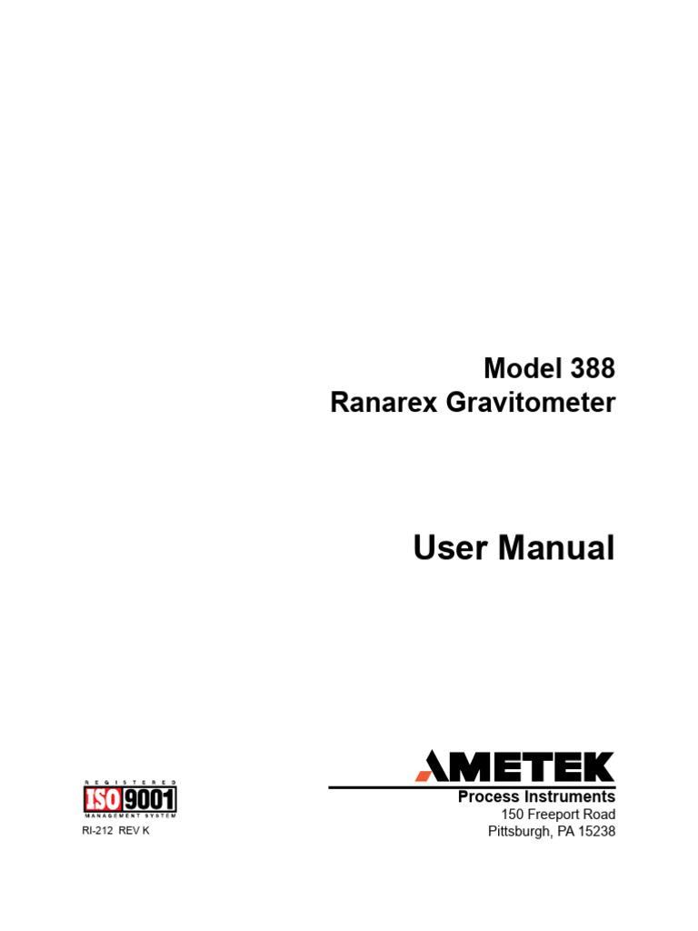 Ranarex Gravitometer User Manual | PDF | Gases | Alternating Current