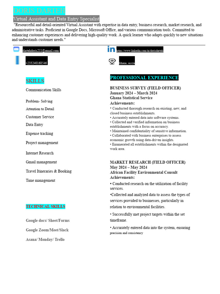 Doris Darteh - Resume | PDF