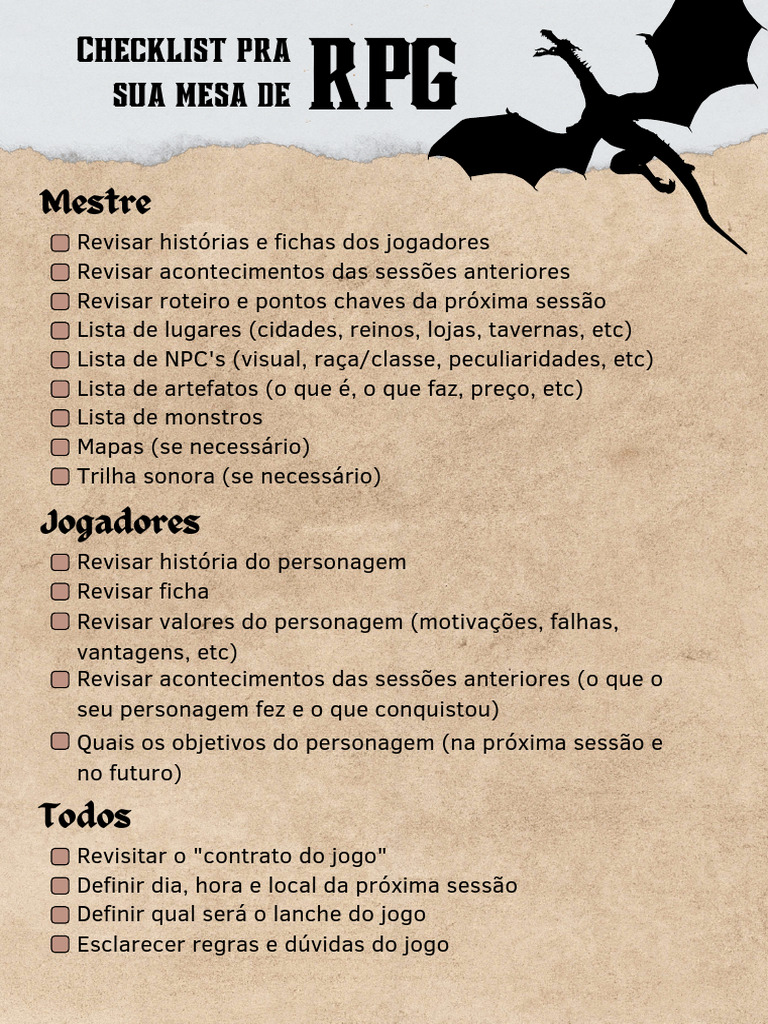 Checklist para Mesa de RPG - 20240730 - 082558 - 0000 | PDF