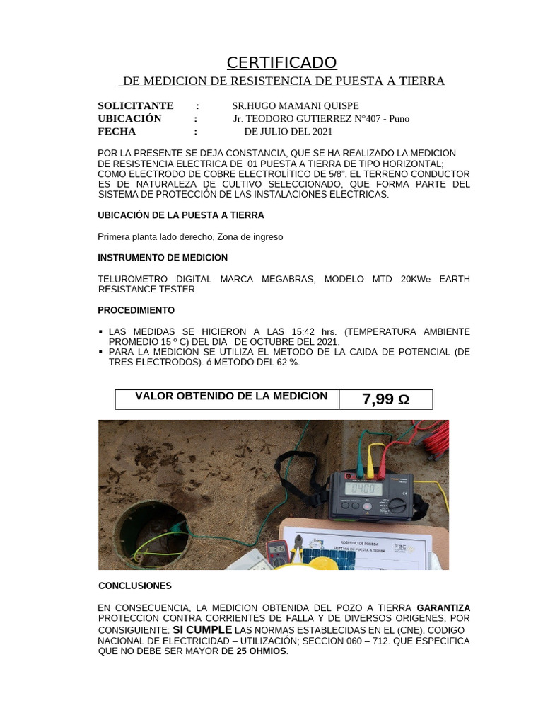 CERTIFICADO MED PTSR HUGO | PDF