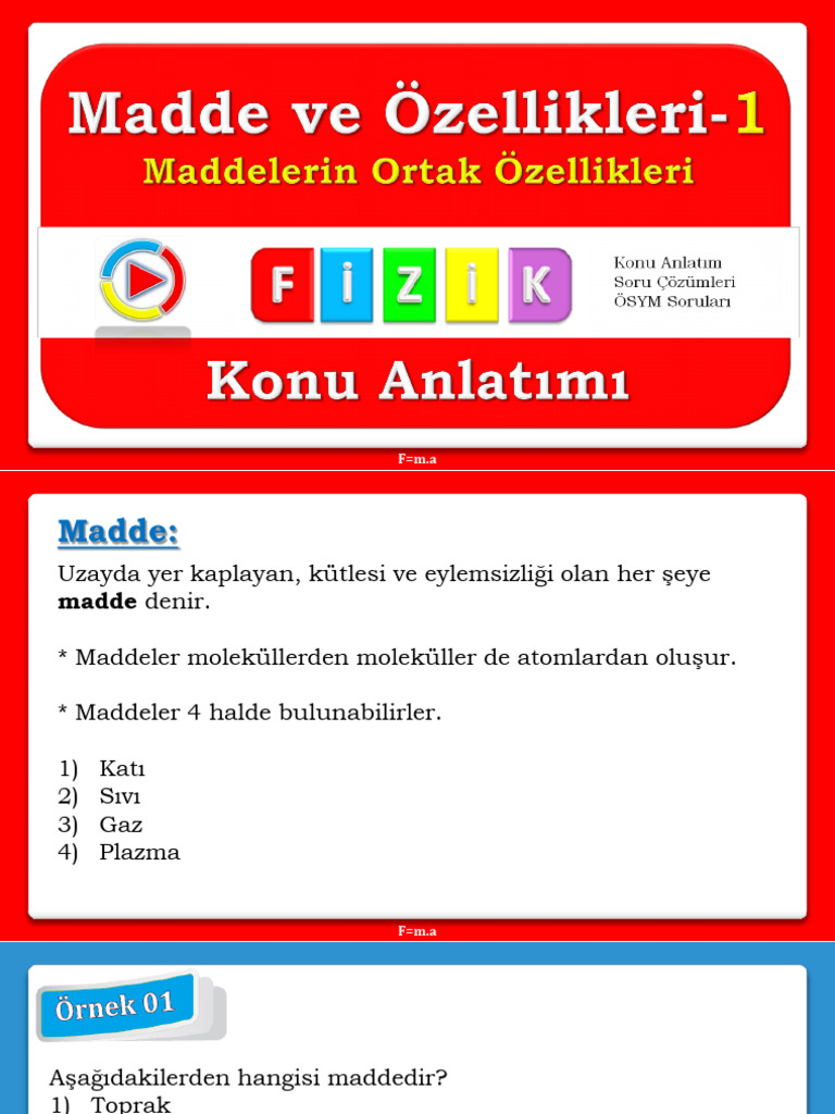 Madde Ve Özellikleri 1 | PDF