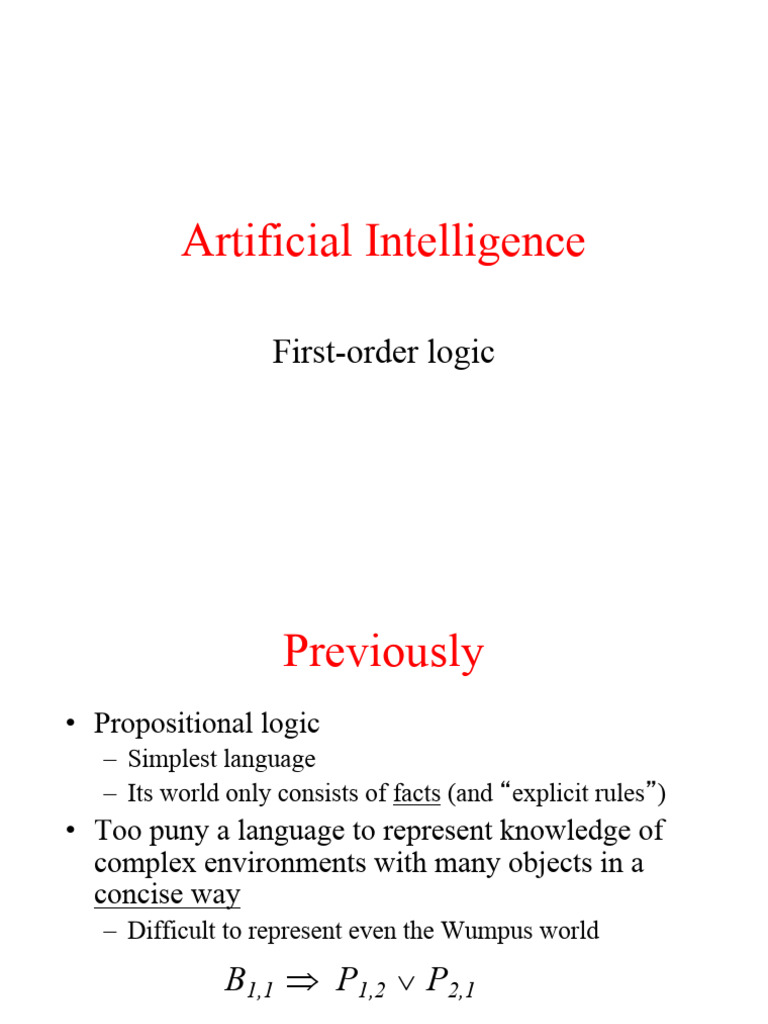 10 First Order Logic | PDF
