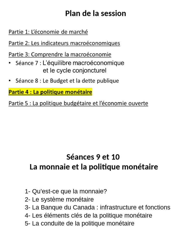 Séance 9-10 - Monnaie+PolMon | PDF