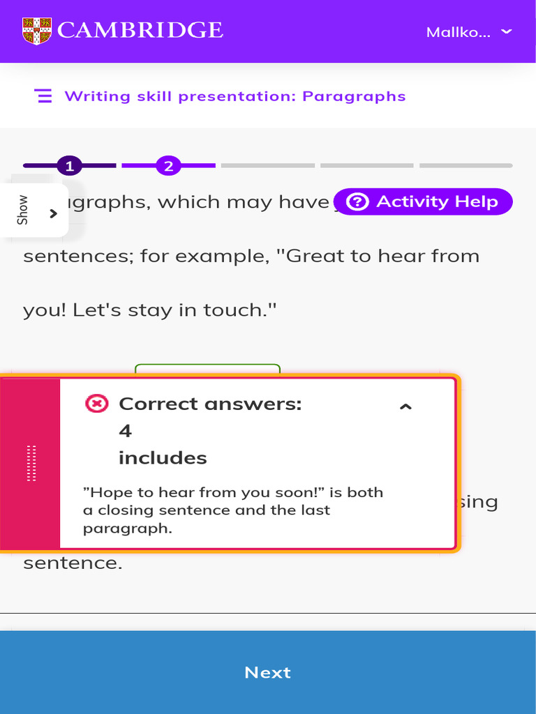 Writing Skill Presentation Paragraphs Cambridge One | PDF