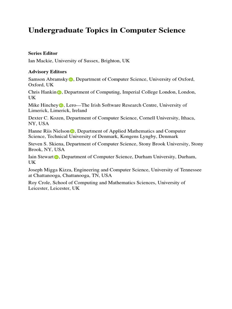 Undergraduate Topics in Computer Science: Series Editor | PDF