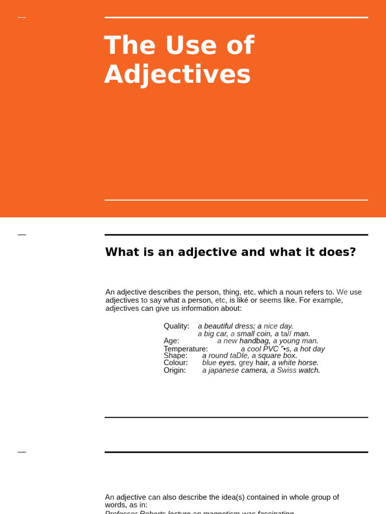 The Use of Adjectives | PDF