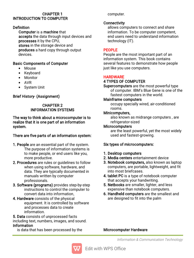 Handouts Intro To Computing 2024 Ppci | PDF