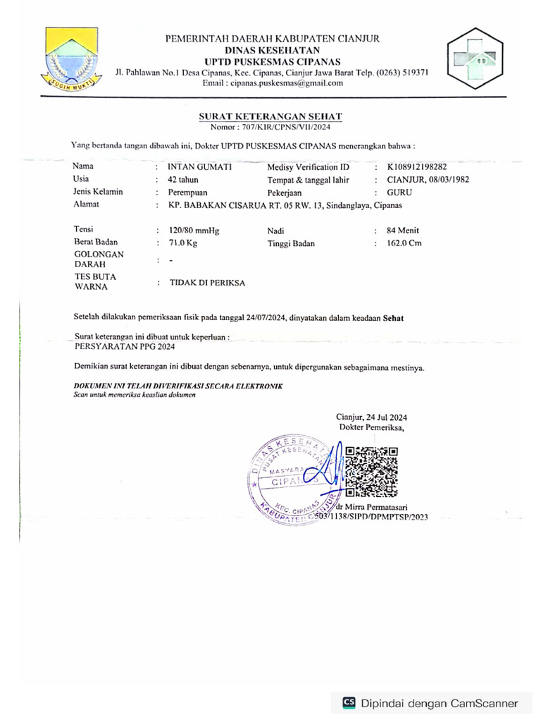 SK Sehat Intan | PDF