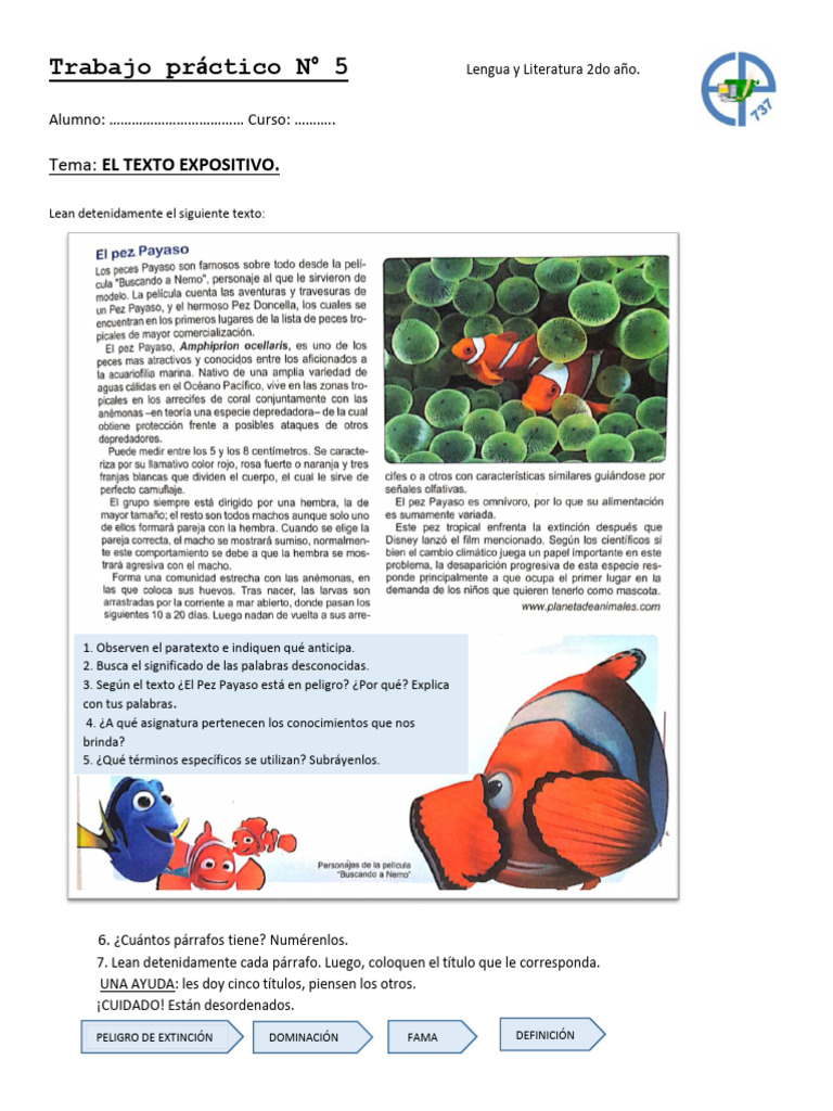 Tp 5. Texto Expositivo 2do Año | PDF
