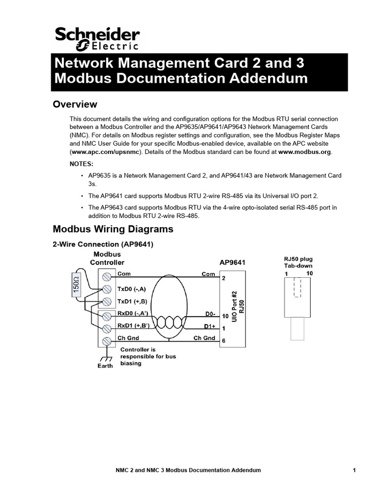 Network Management Card 2 and 3 Modbus Documentation Addendum | PDF