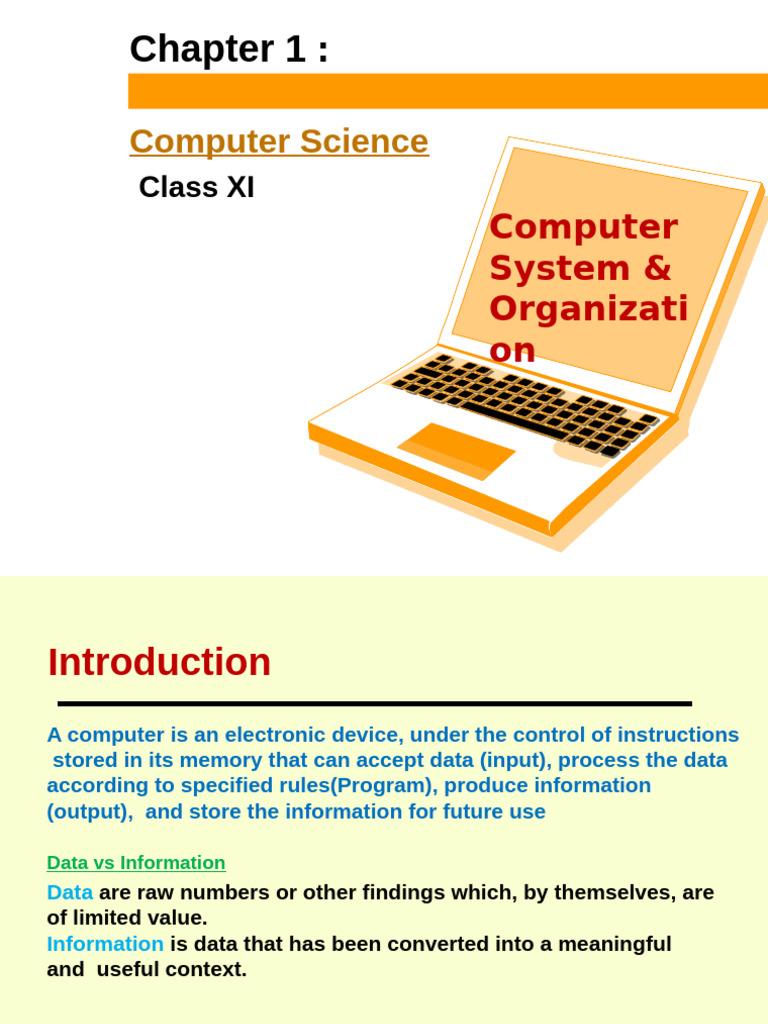 Computer System & Organization - CH 1 Class Xi Cs | PDF