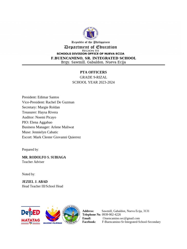 PTA-OFFICERS-2023-2024 | PDF