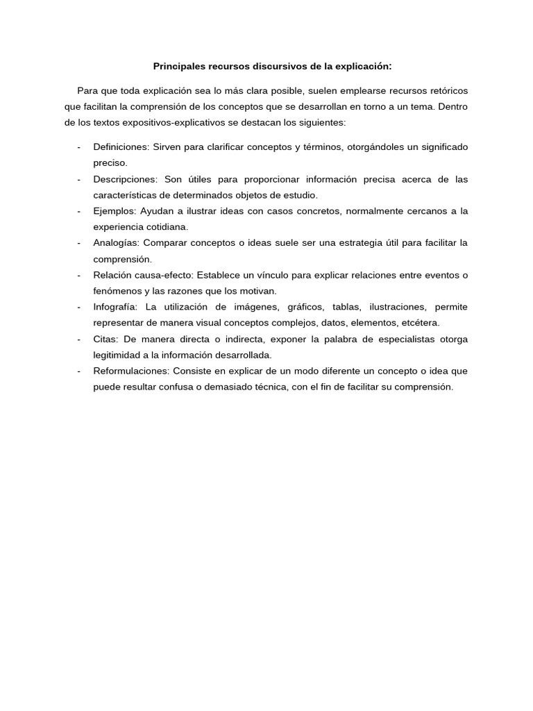 Principales Recursos Discursivos de La Explicación | PDF