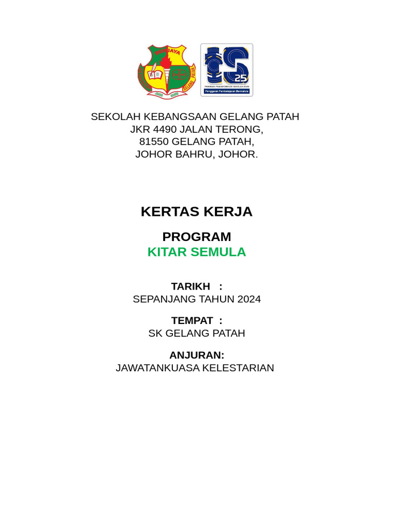 KERTAS KERJA KITAR SEMULA 2024 | PDF