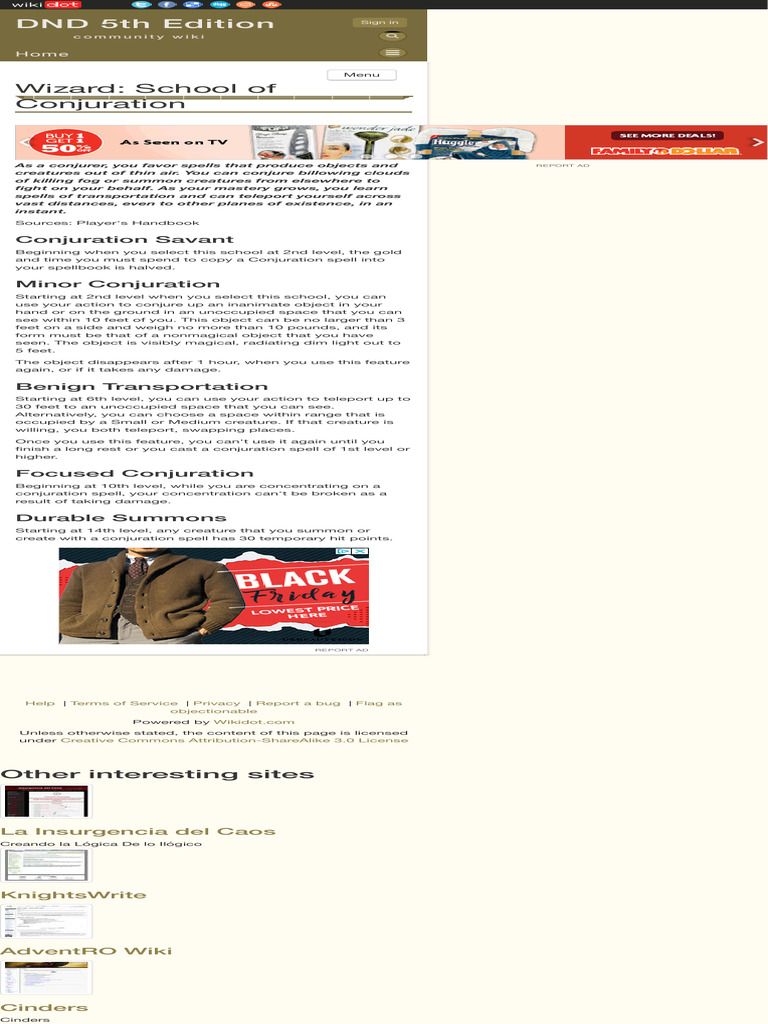 Wizard School of Conjuration - DND 5th Edition | PDF