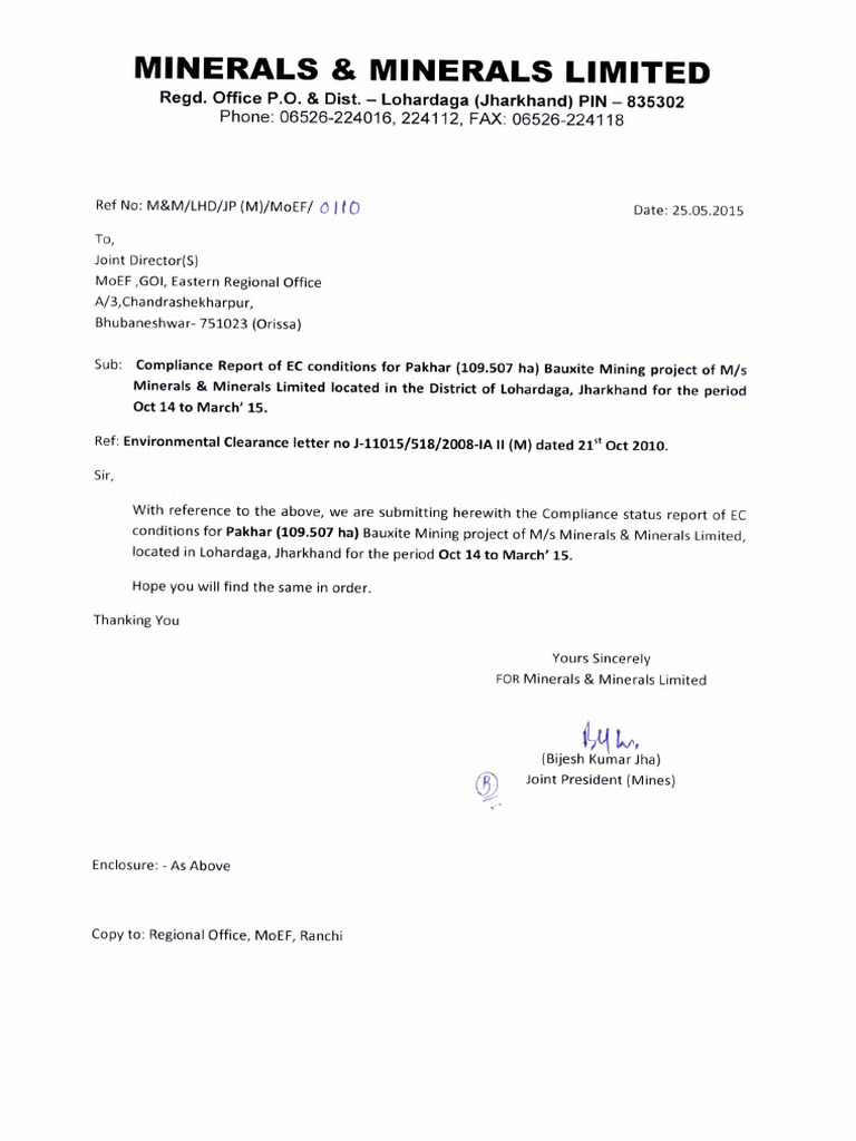 Pakhar 109 MM BXT Mines Oct14 Mar15 | PDF