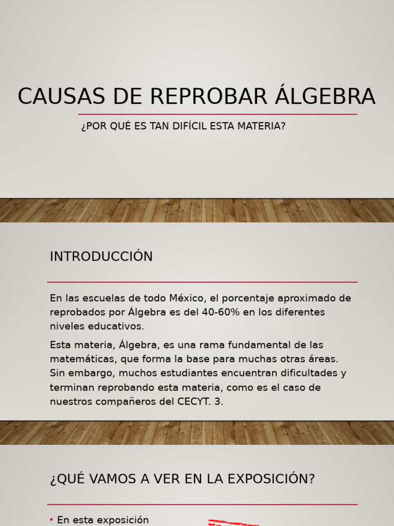 Causas de reprobar Álgebra | PDF