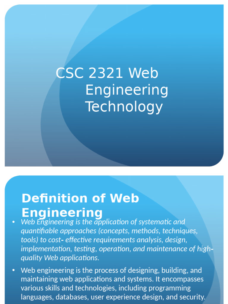 Introduction To Web Engineering Lecture One | PDF