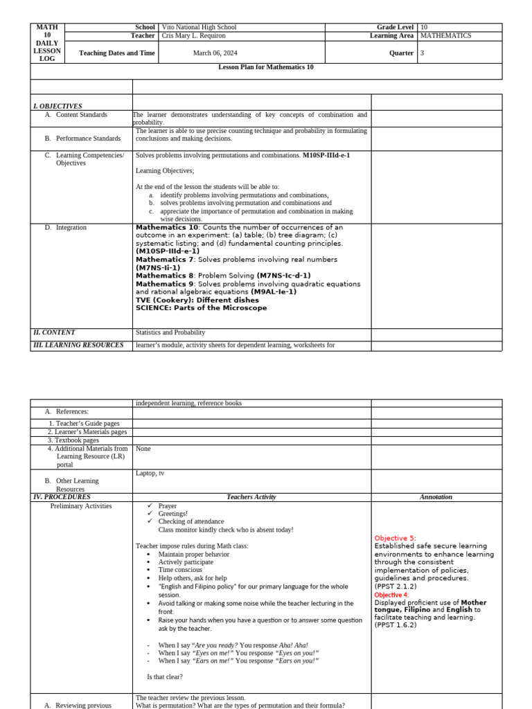 3rd Quarter Problems Involving Permutation and Combination | PDF | Learning | Mathematics