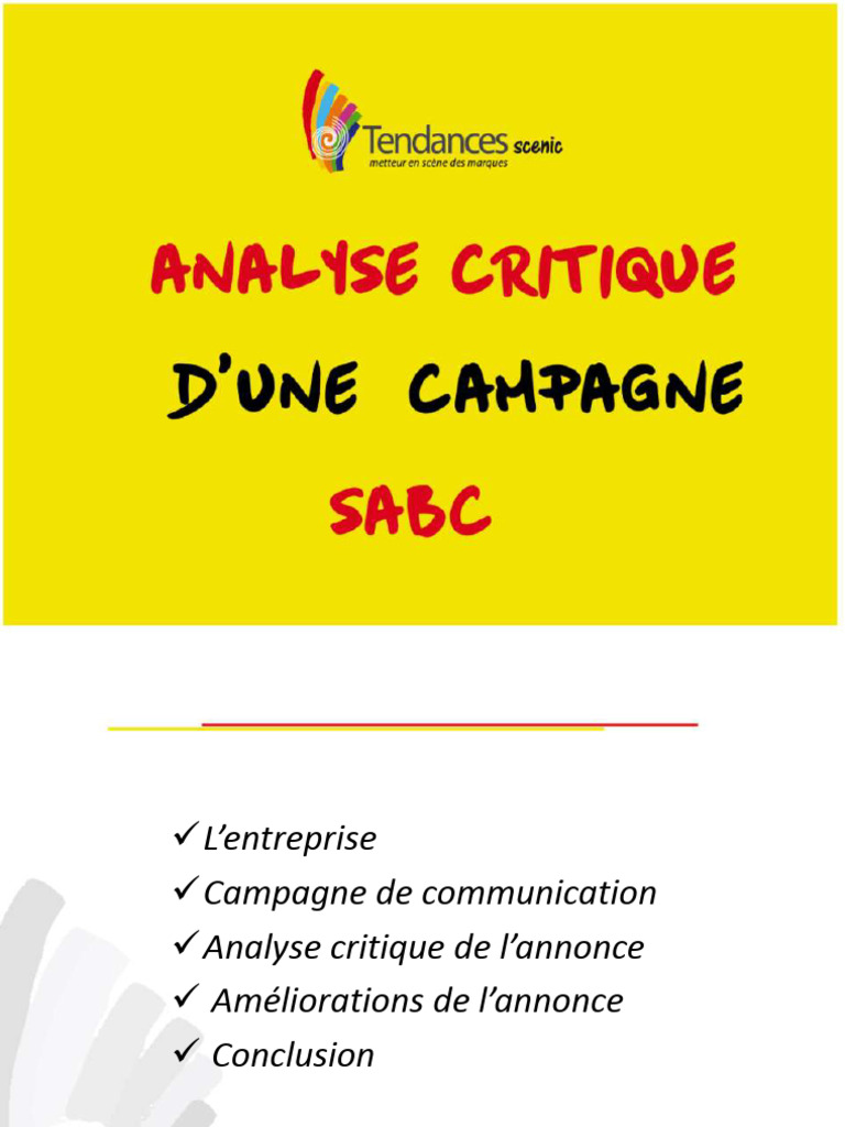 Analyse critique d’une campagne SABC | PDF