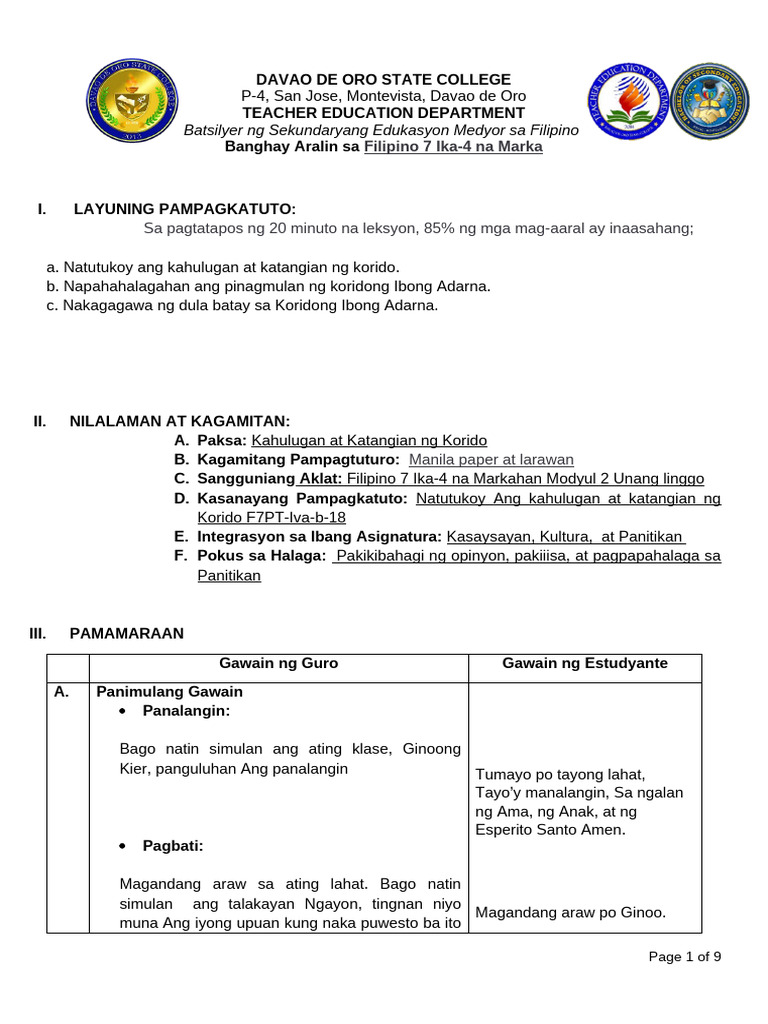 LP Template 7as Detailed FILIPINO | PDF