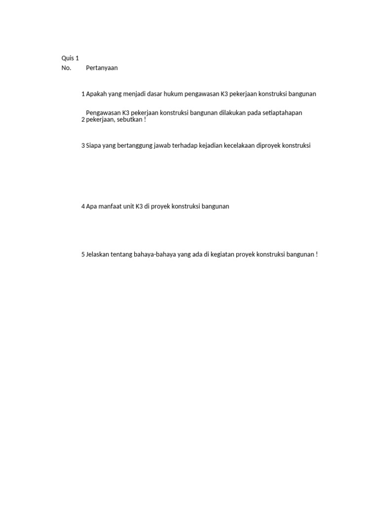 Pertanyaan Quis | PDF