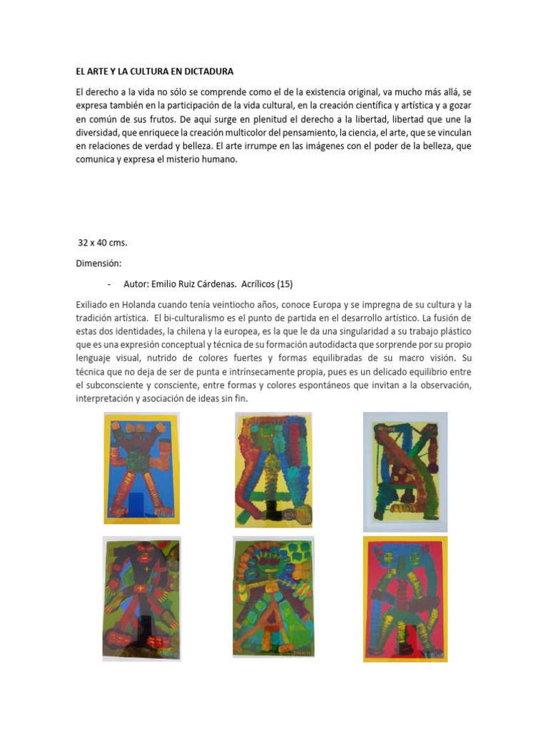 El Arte y La Cultura en Dictadura (Proyecto Ffop) | PDF