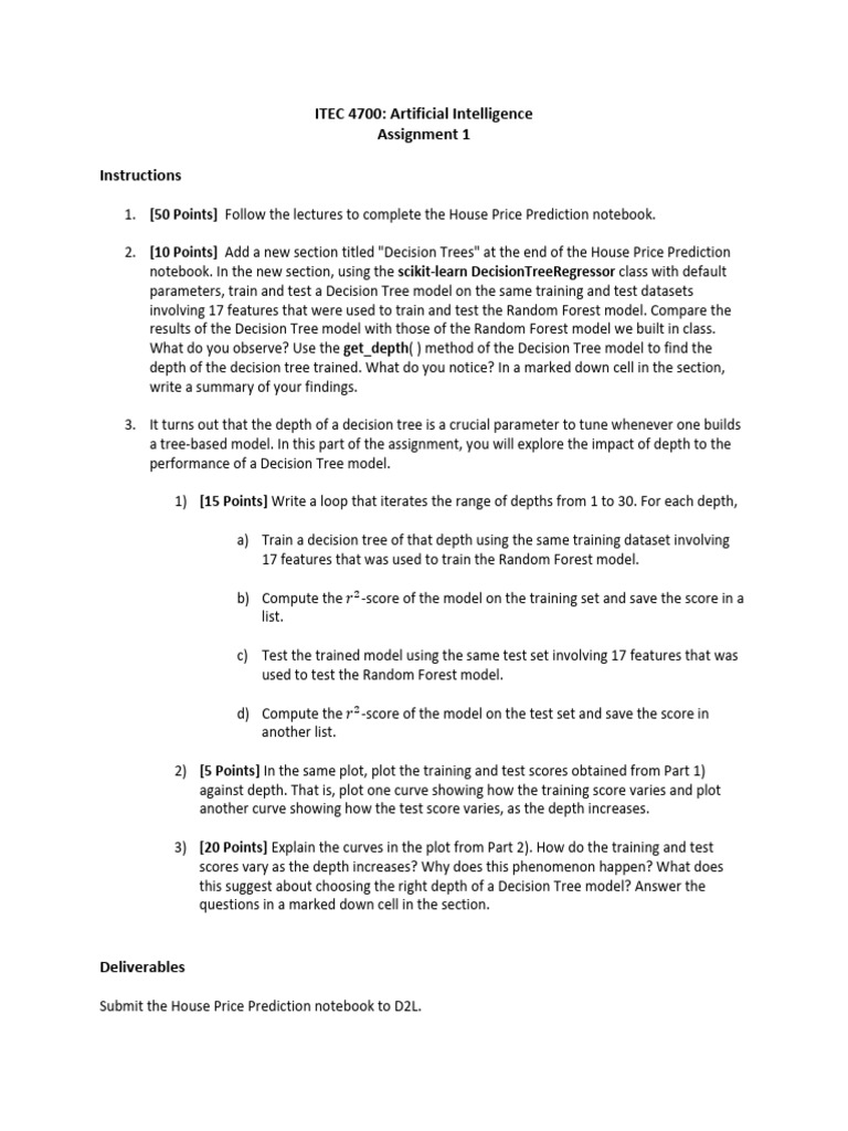 ITEC 4700: Artificial Intelligence Assignment 1 Instructions | PDF