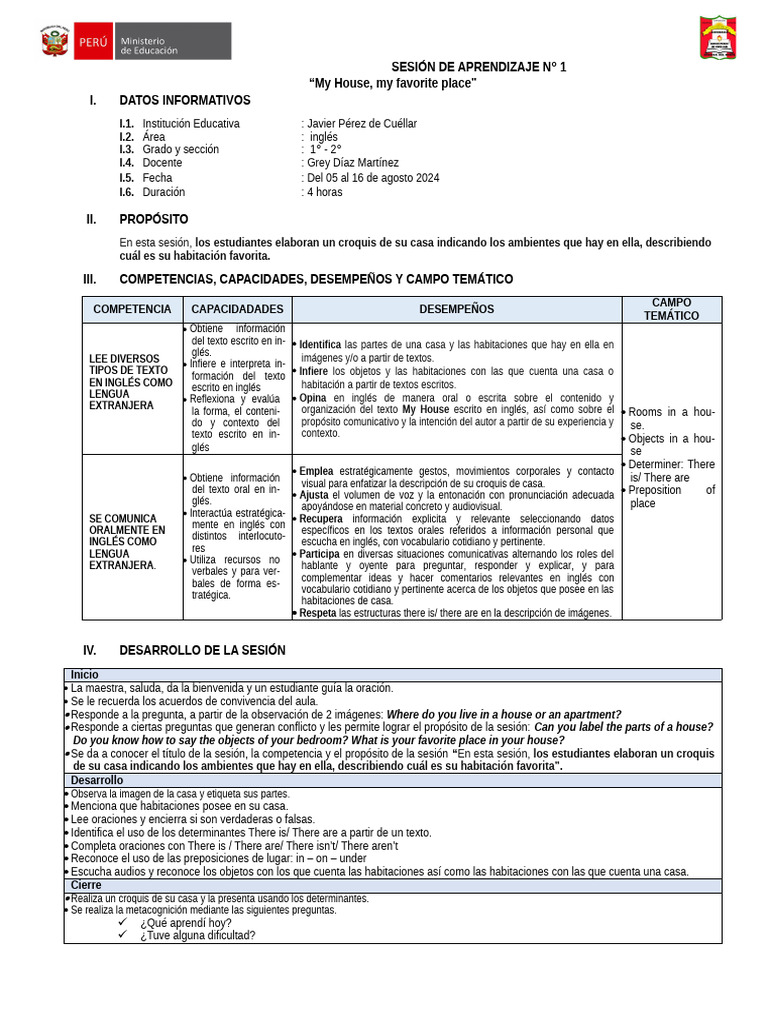 Sesión de Aprendizaje 1_III BIM_CICLO VI | PDF