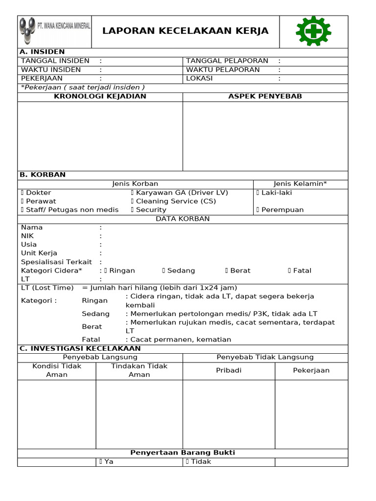 Form Kecelakaan Kerja | PDF