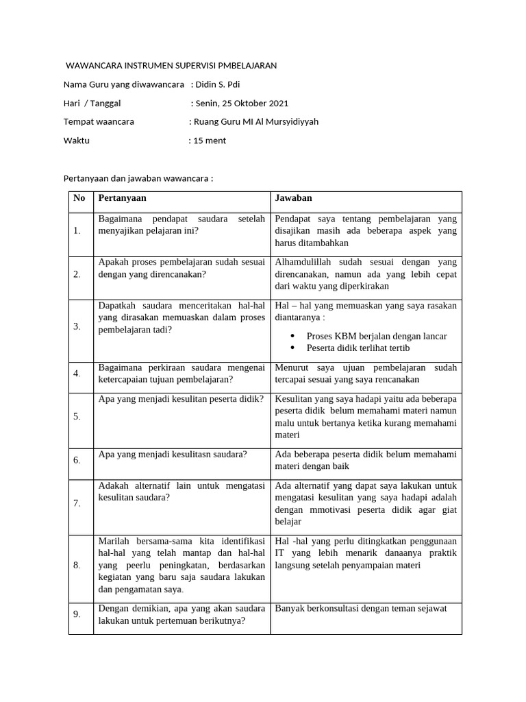 DOKUMEN PERTANYAAN WAWANCARA DIDIN | PDF DOKUMEN PERTANYAAN WAWANCARA DIDIN | PDF