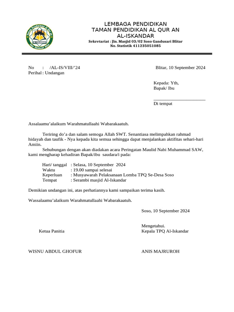 UNDANGAN Lomba TPQ | PDF