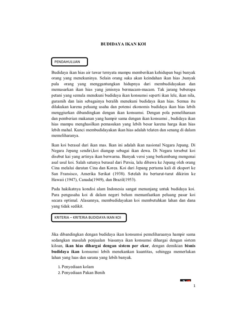 Budidaya Ikan Koi | PDF