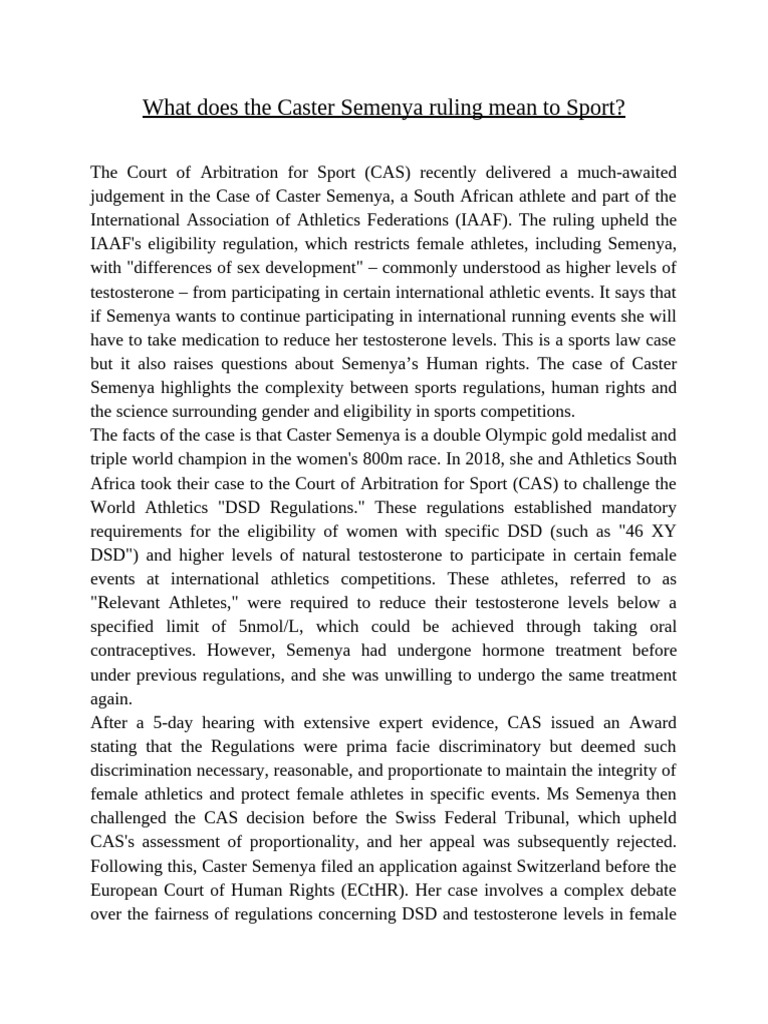 Caster Semenya Case | PDF