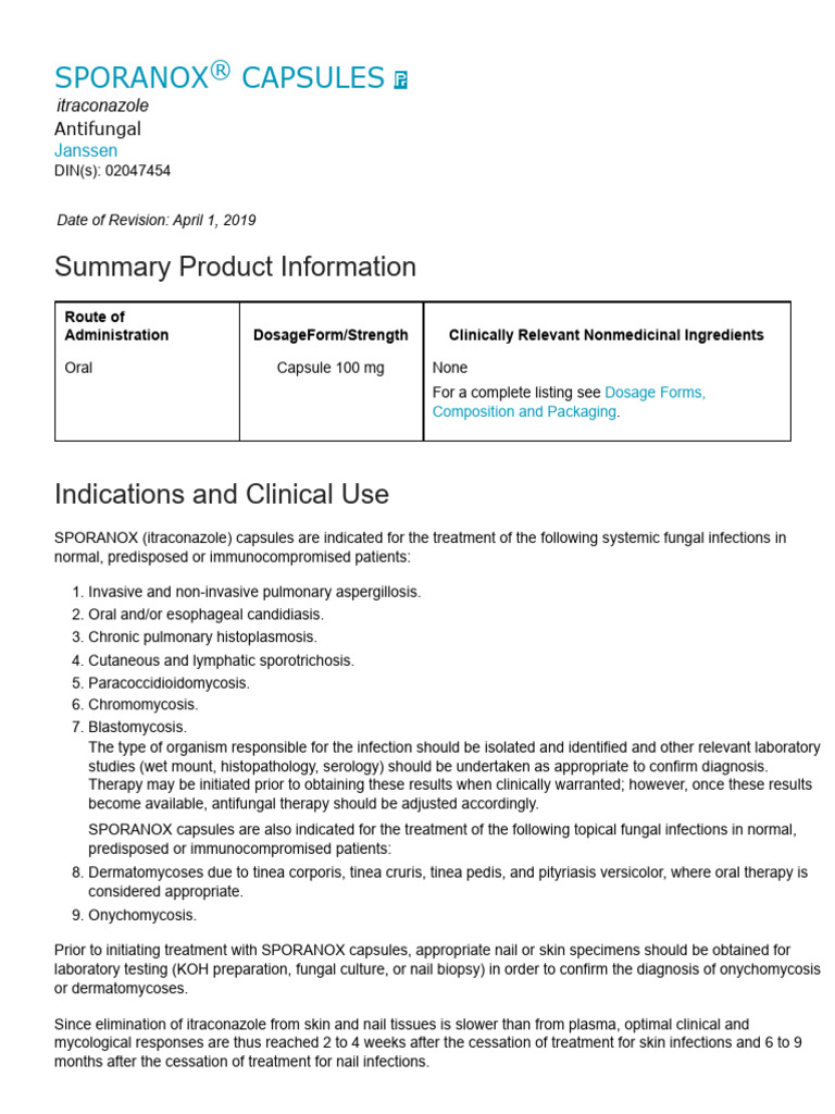 C7C4-Sporanox Capsules | PDF
