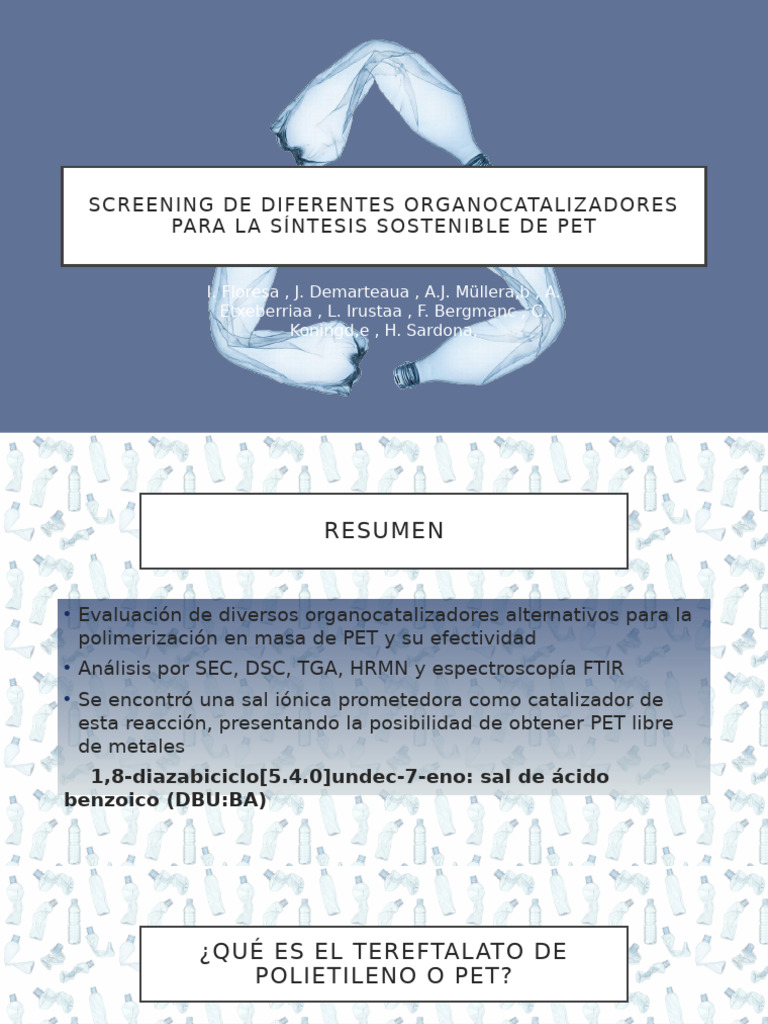 Organocatalizadores para síntesis de PET | PDF | Catálisis | Polímeros