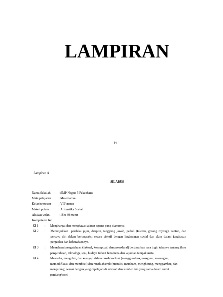 Lampiran Silabus RPP | PDF