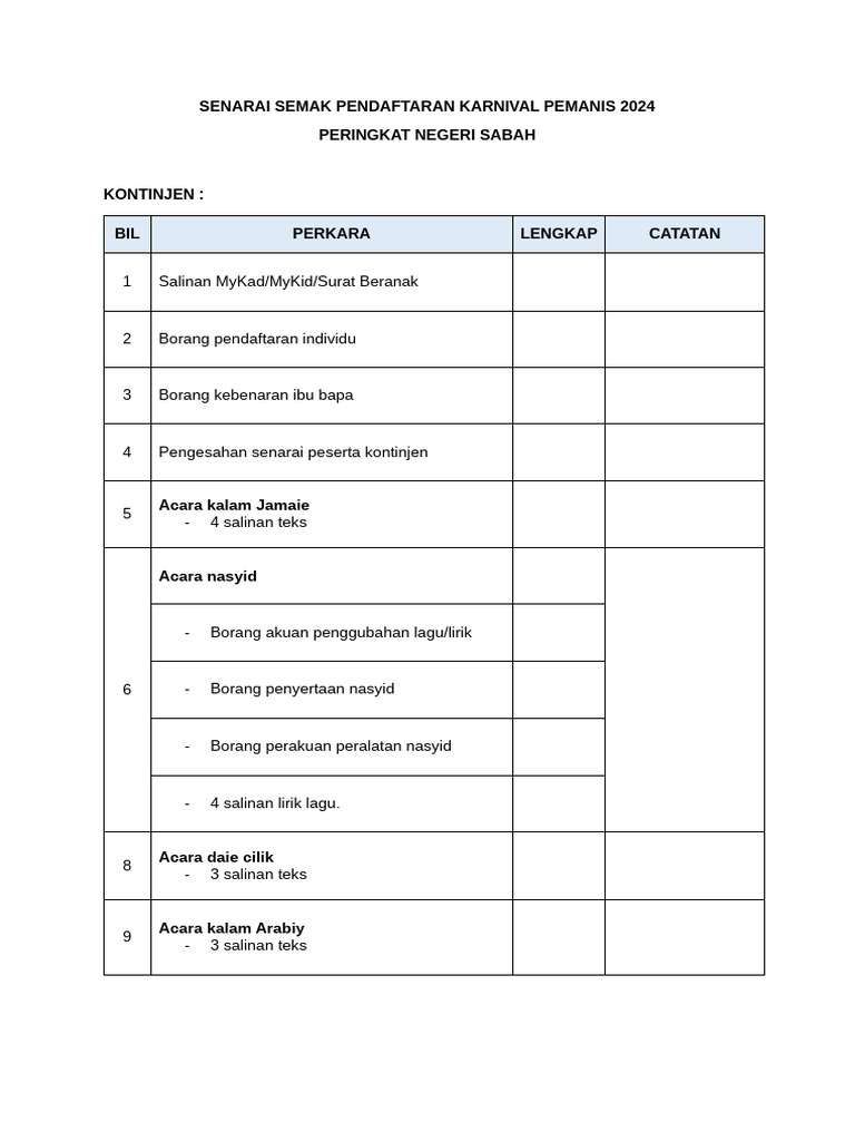 Senarai Semak Dokumen | PDF