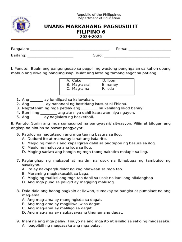 FILIPINO 6 WITH TOS | PDF