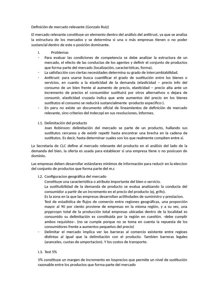 Definición de Mercado Relevante | PDF