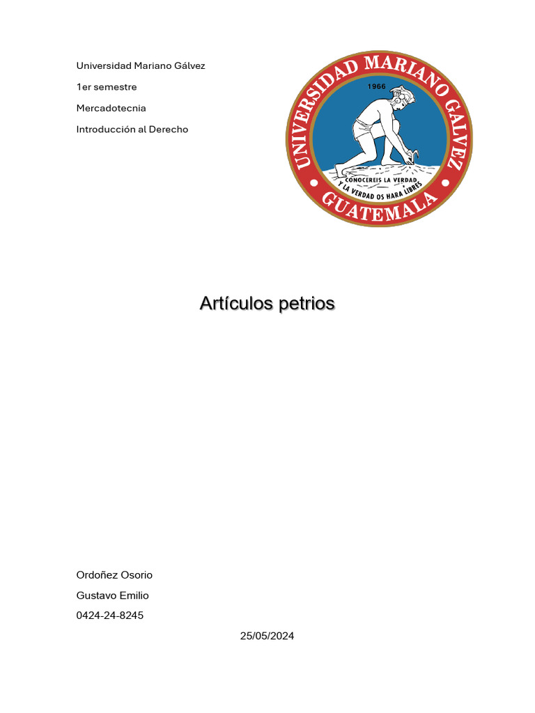 Articulos Petrios Introduccion Al Derecho | PDF