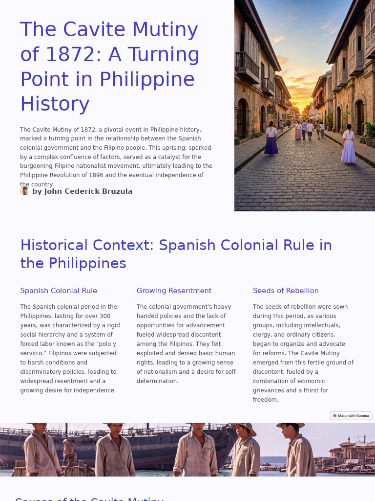 The Cavite Mutiny of 1872 A Turning Point in Philippine History | PDF