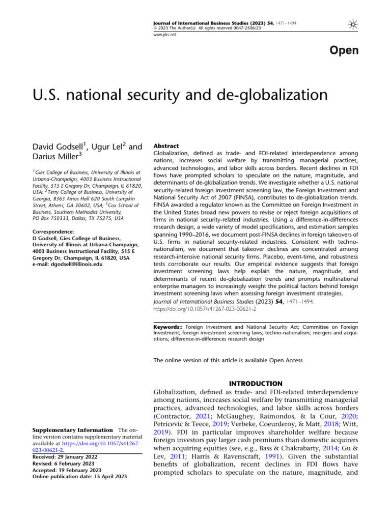 US National Security and de Globalization | PDF | Finance & Money ...