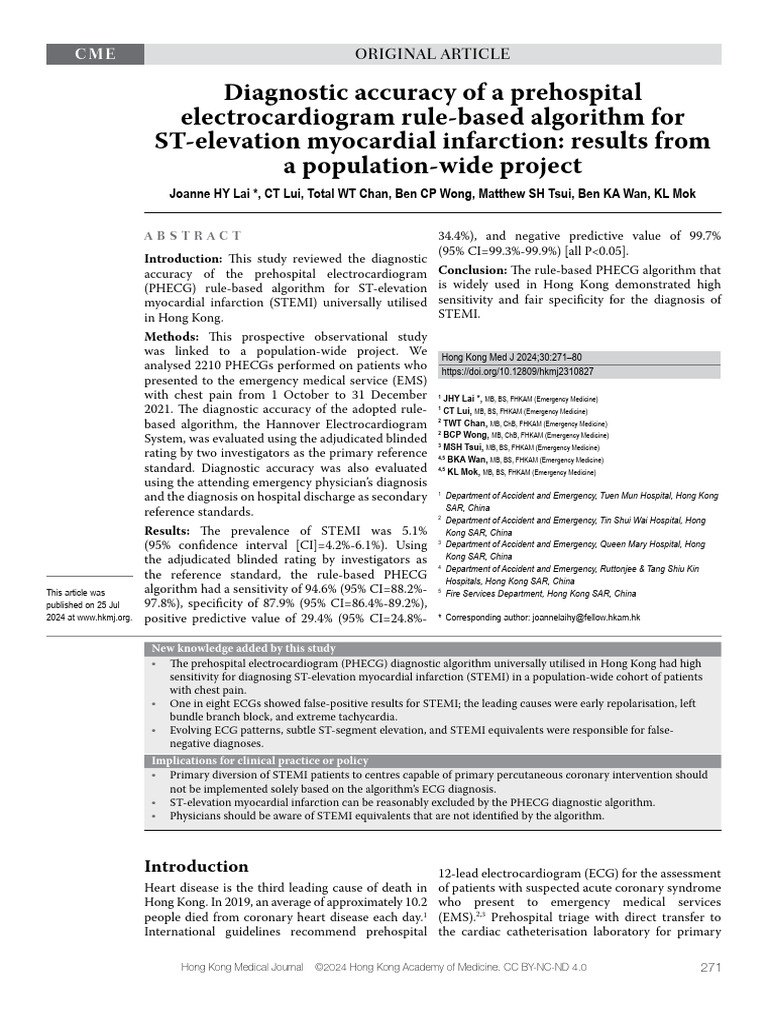 Diagnostic Accuracy of A Prehospital Electrocardiogram Rule-Based ...