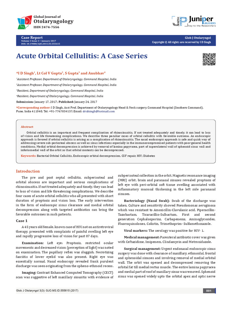 Acute Orbital Cellulitis - A Case Series | PDF