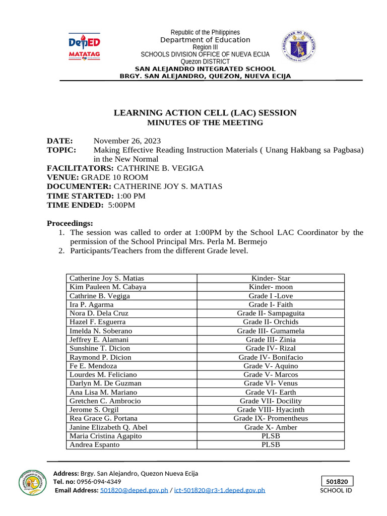 LEARNING ACTION CEL Cath | PDF