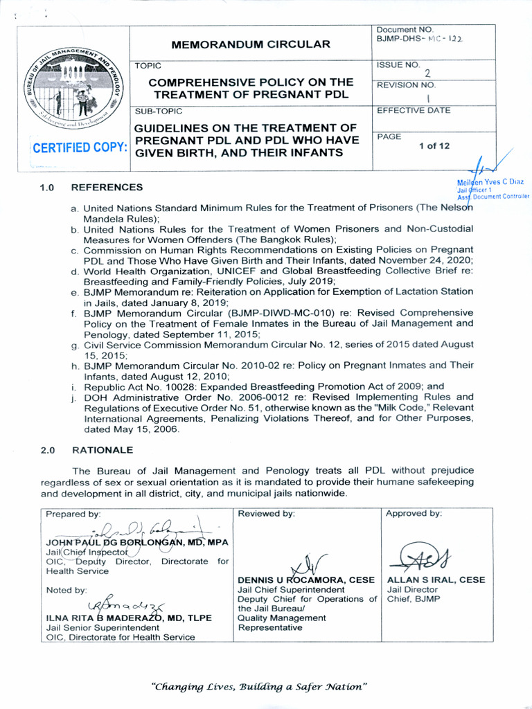 BJMP Memorandum Circular No 122 | PDF