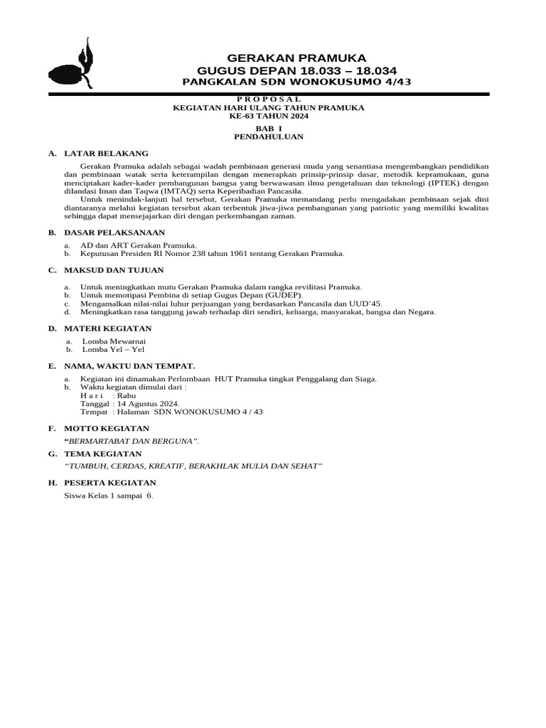 Proposal Gerakan Pramuka | PDF